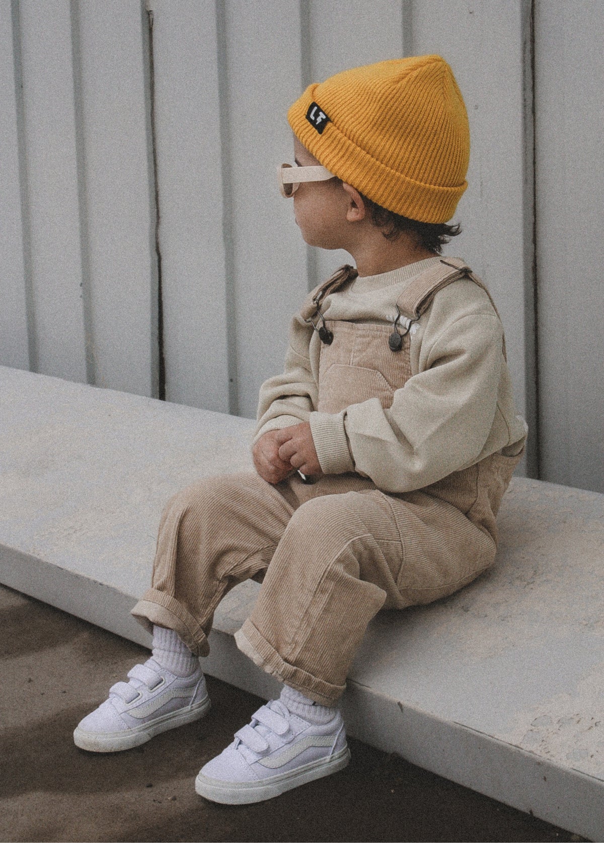 Little Trouble Beige Corduroy Overalls | Little Trouble