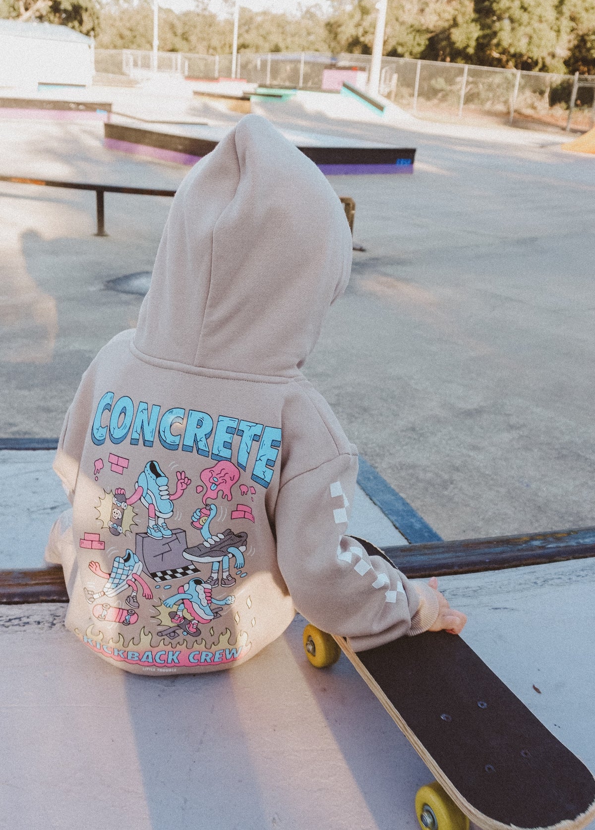 Little Trouble Hoodie | Concrete Kickback Tan | Little Trouble