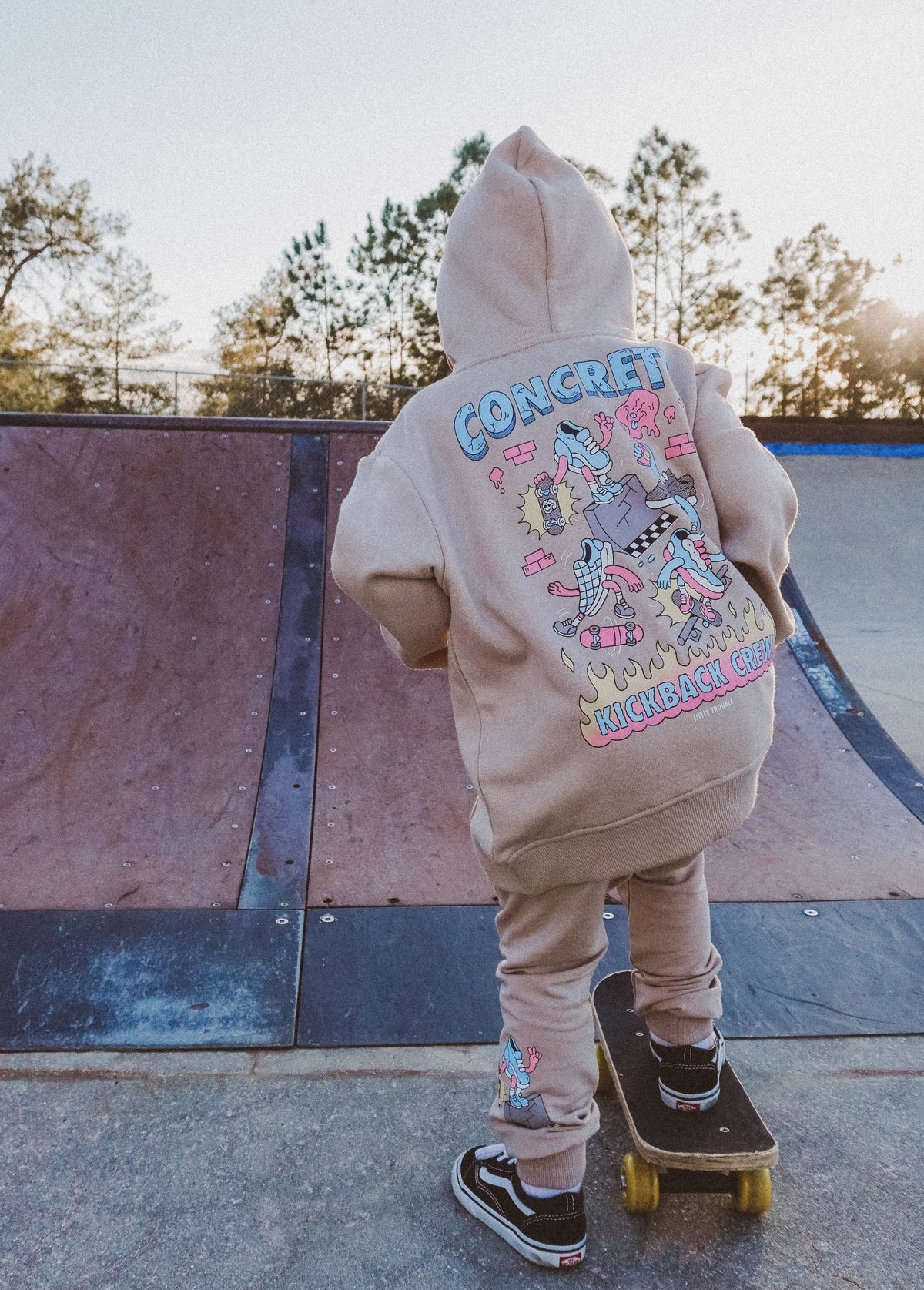 Little Trouble Hoodie | Concrete Kickback Tan | Little Trouble